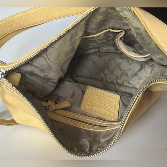 Coach | Bags | Vintage Coach Yellow Leather Shoulder Bag With Silver ...